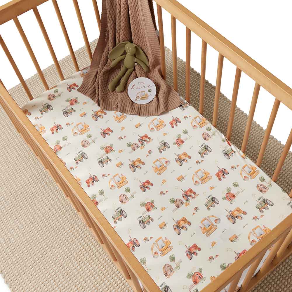 Diggers Organic Fitted Cot Sheet | Snuggle Hunny