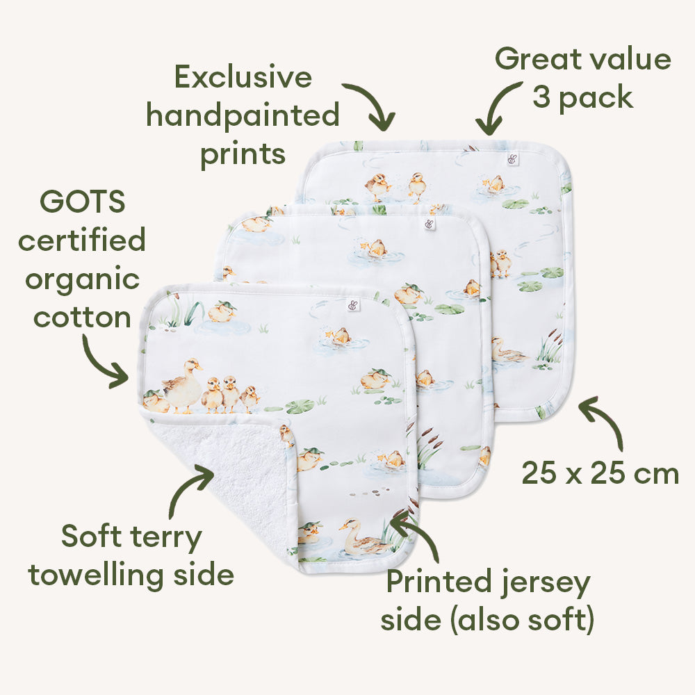 Duck Pond Organic Wash Cloths - 3 Pack | Snuggle Hunny