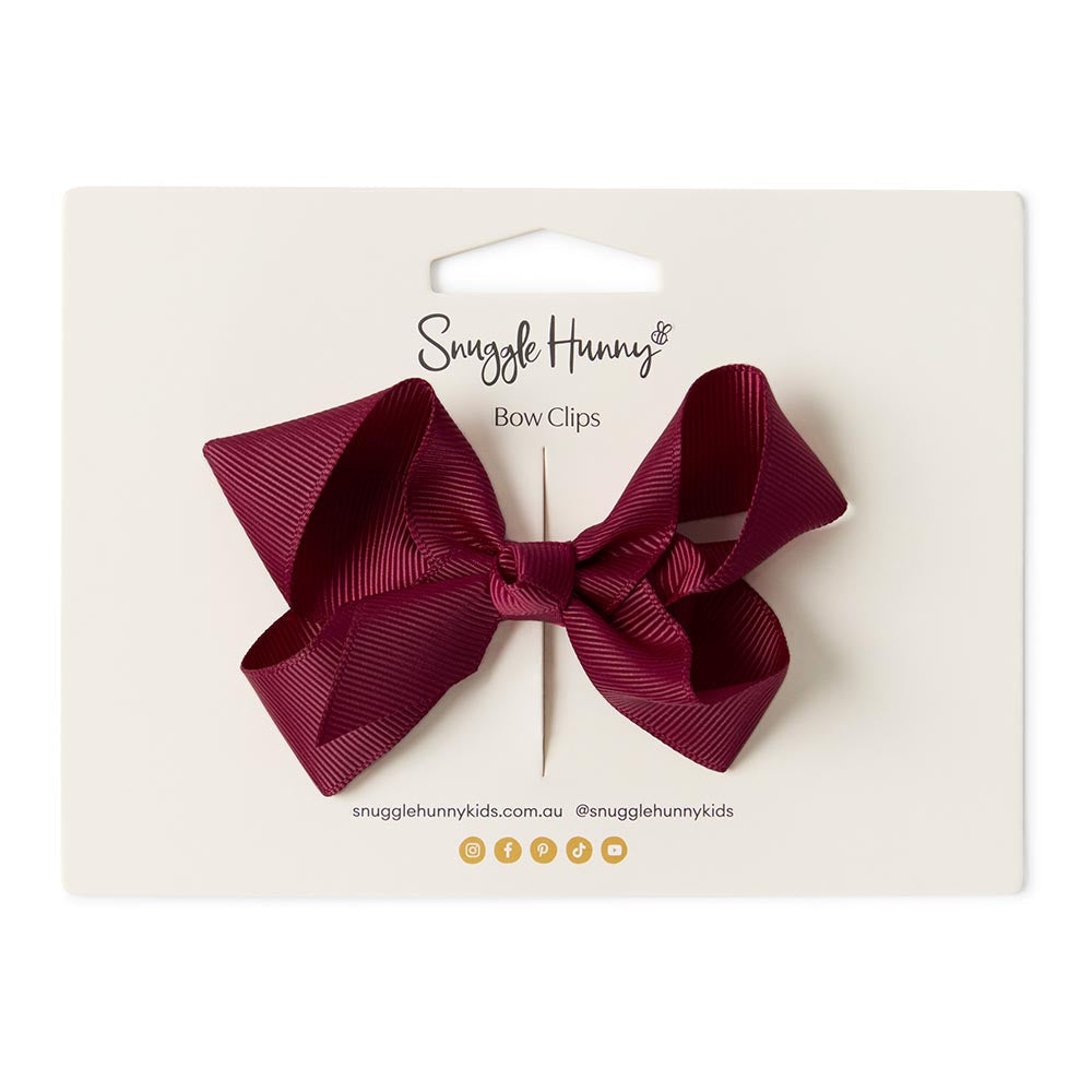 Burgundy Bow Hair Clip | Snuggle Hunny