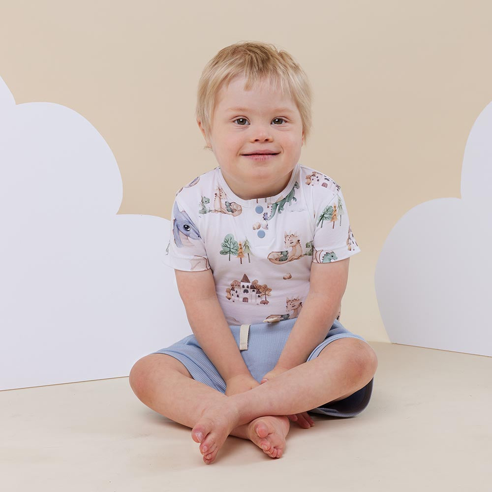 Dragon Short Sleeve Organic Baby Bodysuit | Snuggle Hunny